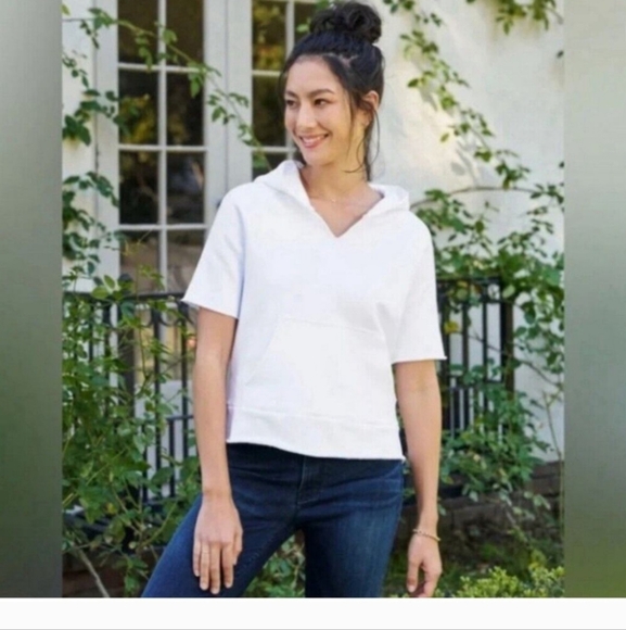 Frank & Eileen | Tops | Frank Eileen White Hoodie With Boxy Style And Sailor Collar | Poshmark